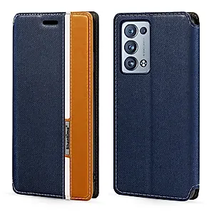 Shantime for Oppo Reno 6 Pro+ 5G Case, Fashion Multicolor Magnetic Closure Leather Flip Case Cover with Card Holder for Oppo Reno 6 Pro Plus 5G (6.55”)