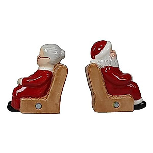 Ebros Gift North Pole Residence Mr And Mrs Santa Claus Sitting On Sofa Chair Christmas Couple Salt And Pepper Shakers Set Ceramic Figurines Party Kitchen Tabletop Collectible