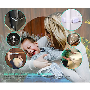 MYBOLE 12 Packs Sliding Cabinet Locks, U-Shaped Baby Proofing Cabinet Locks for Knob Handle on Kitchen Storage Door Cupboard Closet Dresser, Adjustable Toilets Seat Latches Set of 6 each - No Drilling