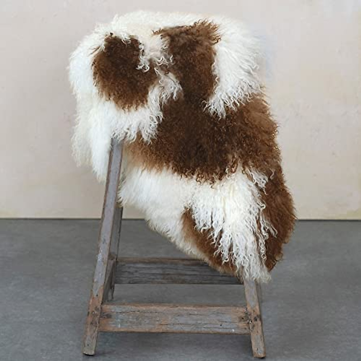 Creative Co-Op Creative Co-Op Tibetan Lamb Fur Rug, Brown and White