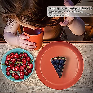 Large Plates and Small Bowls Kid Cups Set Wheat Straw Microwave Safe Dinnner Plates for Pasta,Cereal, Salad，Side Dishes,Kitchen,Camping, RV 【Set of 18】