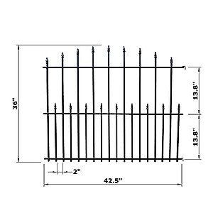 Black Steel Decorative Garden Fence Panels, Metal Fence Animal Barrier 36 in H x14.1 ft Long Landscape Border Fence Arched Top, Dog Fence Barrier