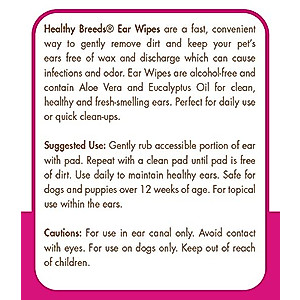 Healthy Breeds Basset Hound Ear Cleaning Wipes with Aloe & Eucalyptus for Dogs 100 Count,White
