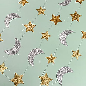 Gold Silver Twinkle Twinkle Little Star Birthday /Baby Shower Decorations Moon and Star Garland Decorations Outer Space Birthday Party Decorations Honey Moon Wedding Engagement