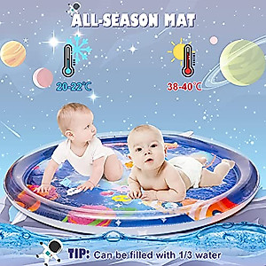 AURUZA Inflatable Tummy Time Water Mat - Large Baby Water Play Mat Have More Space for Movement, Tummy Time Toys for 6 to 12 Months Promote Baby Development, Cute Baby Gifts for Boy&Girl