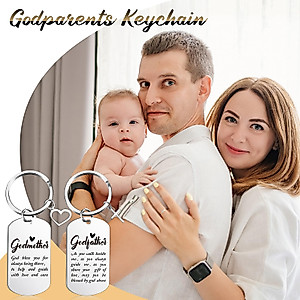 Qinyoung 7 Pcs Godparents Proposal Gift Will You Be My Godmother Godfather Gift Set Includes Coffee Glass Keychains Cards Gift Box for Godmother Godfather from Godchild Baptism Christmas Gift