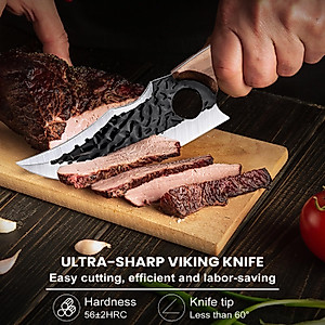 MDHAND Chef Knife - Hand Forged Butcher Knife with Sheath, Japanese Knives, Stainless Steel Viking Knife, Meat Cutting Knife for Kitchen, Camping, BBQ, Hunting, Holiday Gifts for Men