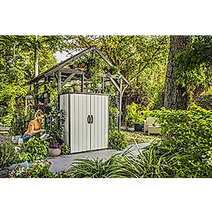 Keter Premier Tall Resin Outdoor Storage Shed for Patio Furniture, Pool Accessories, and Bikes
