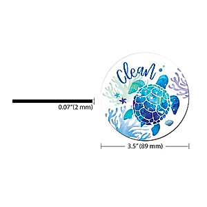WIRESTER 3.5 inch Dishwasher Clean Dirty Flip Sign Double-Sided Decoration for Kitchen Dishwasher Washing Machine, Blue Sea Turtle