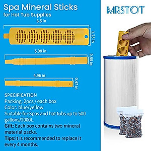 Spa Mineral Stick for Hot Tub, hot tub Mineral Stick, Natuer 2 Stick for hot tub Chemicals, with 8 Months Lifetime, Free 4 Packs of Replaceable Mineral Materials (Blue,4-Pack)
