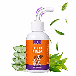 GJYC PET Ear Cleaner for Dogs and Cats,Dog Ear Infection Treatment for Itch Relief, Cleans The Ear Canal from Debris and Buildup Removes Wax, Odor with Aloe 2 Fl oz