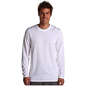 Nike Mens Legend Poly Long Sleeve Dri-Fit Training Shirt White/Carbon Heather 377780-100 Size X-Large
