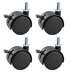 BokWin 4 Pcs 1.5" Nylon Plastic Replacement Caster Swivel Furniture Wheels with Brakes for Office Chair, Game Chair, Kitchen Shelf, Sofa(Stem Diameter 5/16”)