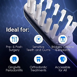 Emmi-dent Platinum 4-Pin Wave Bristle-Head Attachments - Electric Toothbrush Replacement Heads. Cleans with Ultrasound Waves. (Wave 4 Pack)