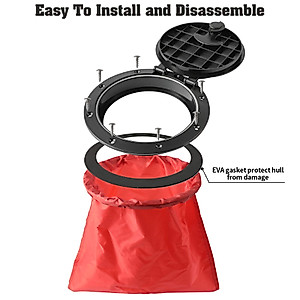 Anndason 2 PCS 6'' Black Deck Plate Kit Deck Hatch with Storage Bag for Fishing Kayak Boating