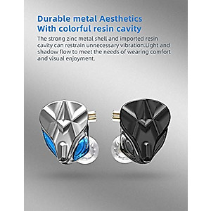 KZ ASF in-Ear Monitors, 5BA per Side HiFi Stereo Noise Isolating Sport IEM Wired Earphones/Earbuds/Headphones with Detachable Cable 2Pin 0.75mm (with Mic, Silver&Blue)