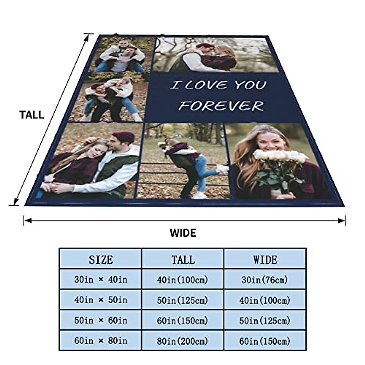 Dipopizt Custom Blanket with Photo Personalized Picture Text Blanket Customized Sofa Throw Blanket Personalized cobijas Funny Gifts for Valentines,Boyfriend,Dad,Mom,Friends,New Year,Birthday