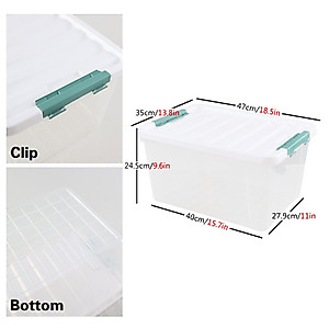 Jandson 4 Pack Large Storage Box with Lid, 35 Qt Plastic Latching Container Bin