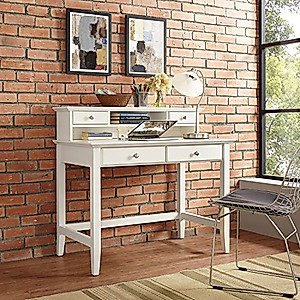 Crosley Furniture Campbell Writing Desk with Hutch - White
