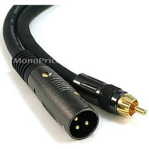 Monoprice XLR Male to RCA Male Cable - 6 Feet - Black With E21Gold Plated Connectors | 16AWG Shielded Twisted Pair Oxygen-Free Copper Braid Conductors - Premier Series, 104777