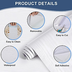 White Wood Contact Paper 35.6" X 118" Decorative Shiplap Self-Adhesive Film for Furniture Real Wood Tactile Easy to Clean Perfectly Covers The Surface Without Passing Through The Primary Colors