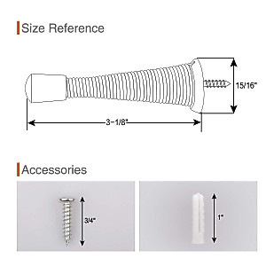 KOVOSCH 2 Pack Upgraded Spring Door Stoppers Black - Flexible Heavy Duty Screw-in Door Stop Spring, Wall Door Stopper with Black Bumper Tips