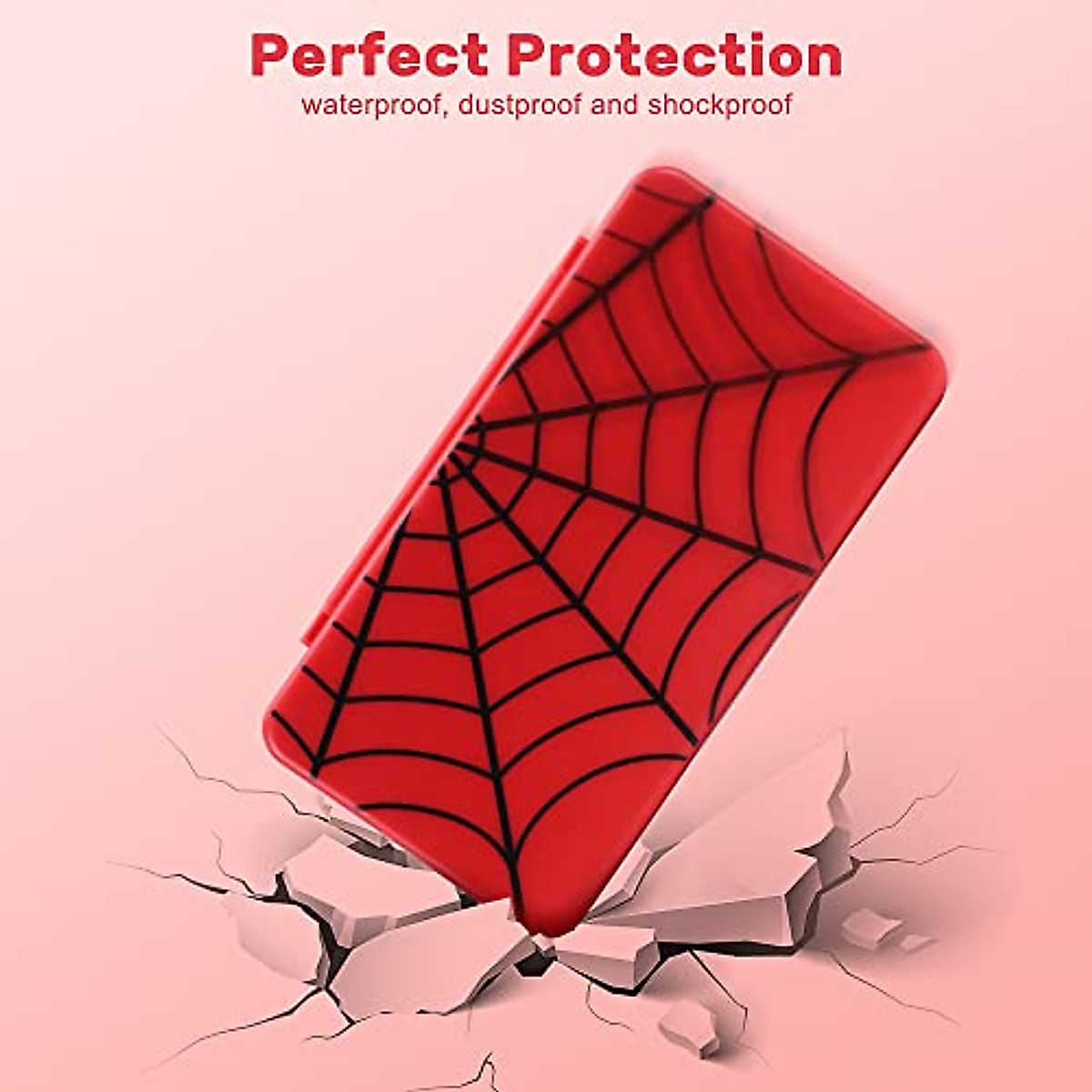 Jusy Game Card Case for Nintendo Switch, with 24 Game Card Slots and 24 Micro SD Card Slots, Spider Portable Protective Storage Case (Cobweb)