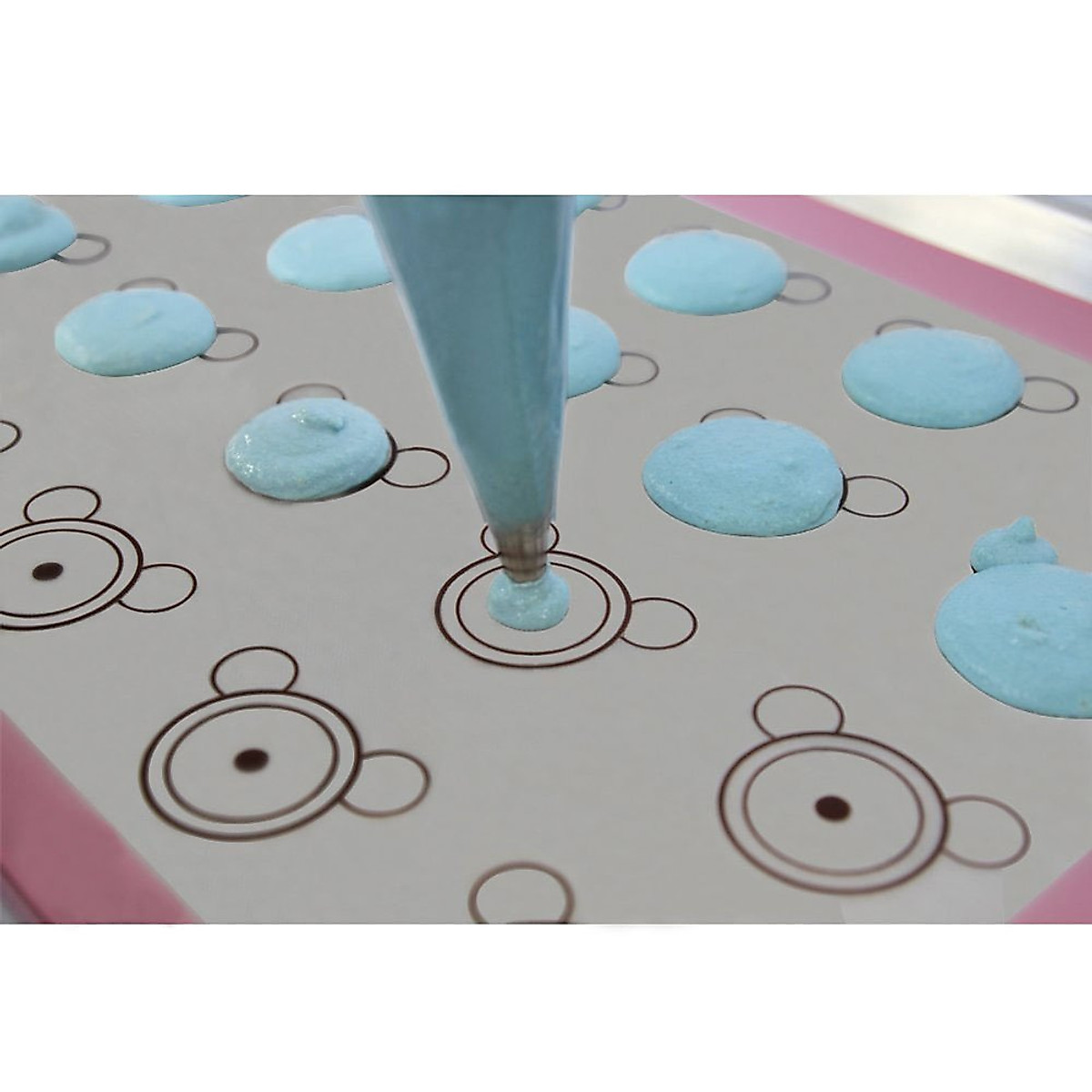 INCHANT Silicone Macaron Baking Mat, Half Sheet Size With 20 Macaron Spaces, Non Stick Silicon Liner for Bake Pans & Rolling - Macaroon/Pastry/Cookie Making, Set of 2, Pink