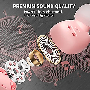 BACKWIN Wireless Earbuds Bluetooth Headphones, 28h Play Time, Clear Calls, CVC8.0 Noise Cancellation, Bluetooth 5.3, Touch Control, Built-in Mic, Deep Bass, IPX7 Waterproof Sports/Travel/Work (Pink)