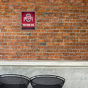 Rico Industries NCAA Ohio State Buckeyes Personalized/Custom Metal 8.5" x 11" Parking Sign - Home Décor - Indoor/Outdoor