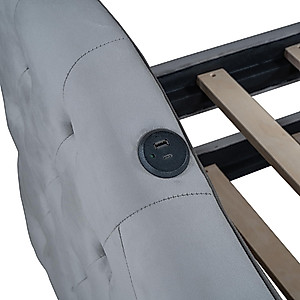 Harper & Bright Designs Twin Daybed with Trundle and USB & Type-C Charging Ports, Modern Upholstered Daybed Frame, Velvet Twin Sofa Bed Frame for Living Room, Bedroom, Gray