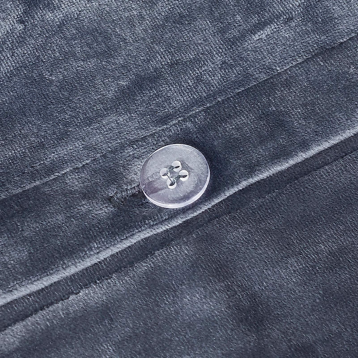 David's Home Velvet Duvet Cover Set King, Soft and Luxurious Flannel Comforter Cover 3PCS with Corner Ties, Button Closure, 106” x 92”, Greyish Blue, No Insert