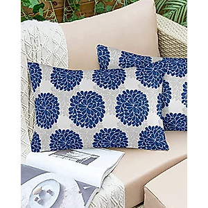 Waterproof Outdoor Throw Pillow Cover Hydrangea Flowers Lumbar Pillowcases Set of 2 Blue Grey Floral Decorative Patio Furniture Pillows for Couch Garden 20 x 12 Inches