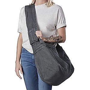 COLONY CO The Farmers Market Bag - Organic Cotton Canvas - Crossbody Sling Design - Cargo Pockets - Comfortable Wide Strap for Easy Carrying - Foldable - Washable - Durable, Strong - Gray - Made