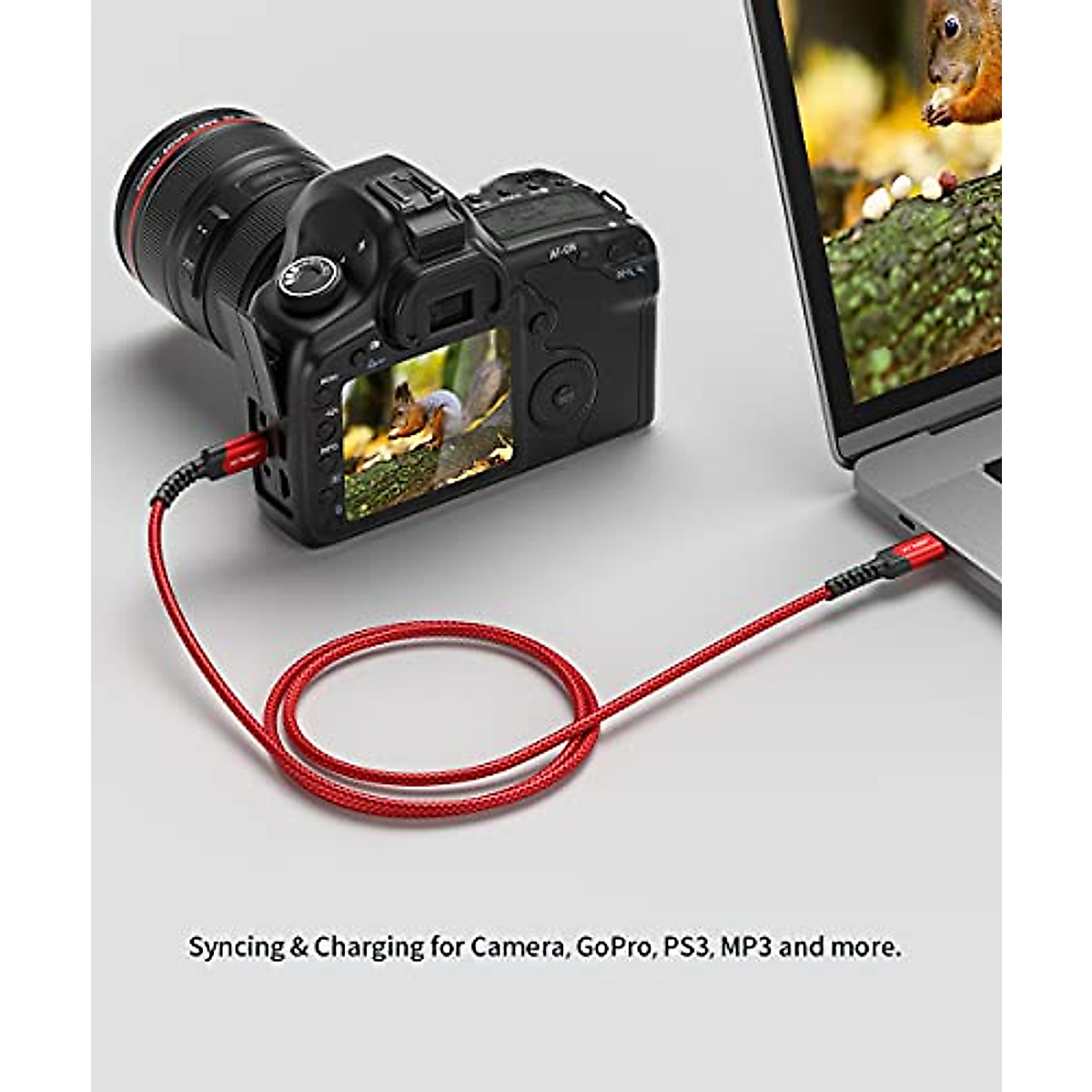 JSAUX Mini USB to Type C Cable, USB C to Mini USB 6.6FT Cable Charging Cord for GoPro Hero 3+, PS3 Controller, MP3 Player, Dash Cam, Digital Camera, GPS Receiver, PDAs and More Mini B Devices 2M/Red