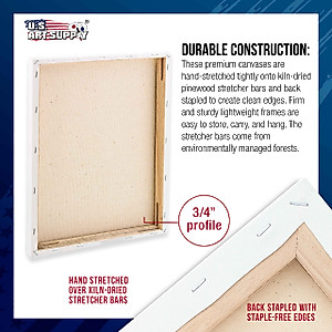 U.S. Art Supply 36 x 36 inch Stretched Canvas 12-Ounce Triple Primed, 6-Pack - Professional Artist Quality White Blank 3/4" Profile, 100% Cotton, Heavy-Weight Gesso - Acrylic Pouring, Oil Painting