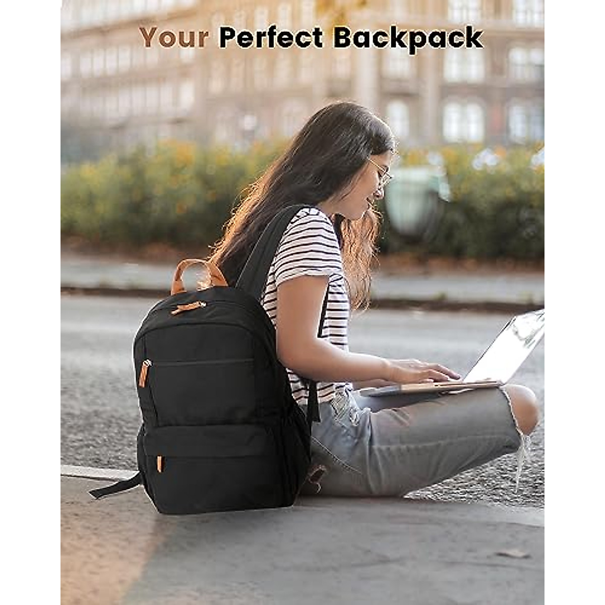 Vorspack Backpack for Men and Women - Lightweight Backpack Classical Basic Bookbag with Multi-pockets Casual Daypack for College Workplace Travel - Black