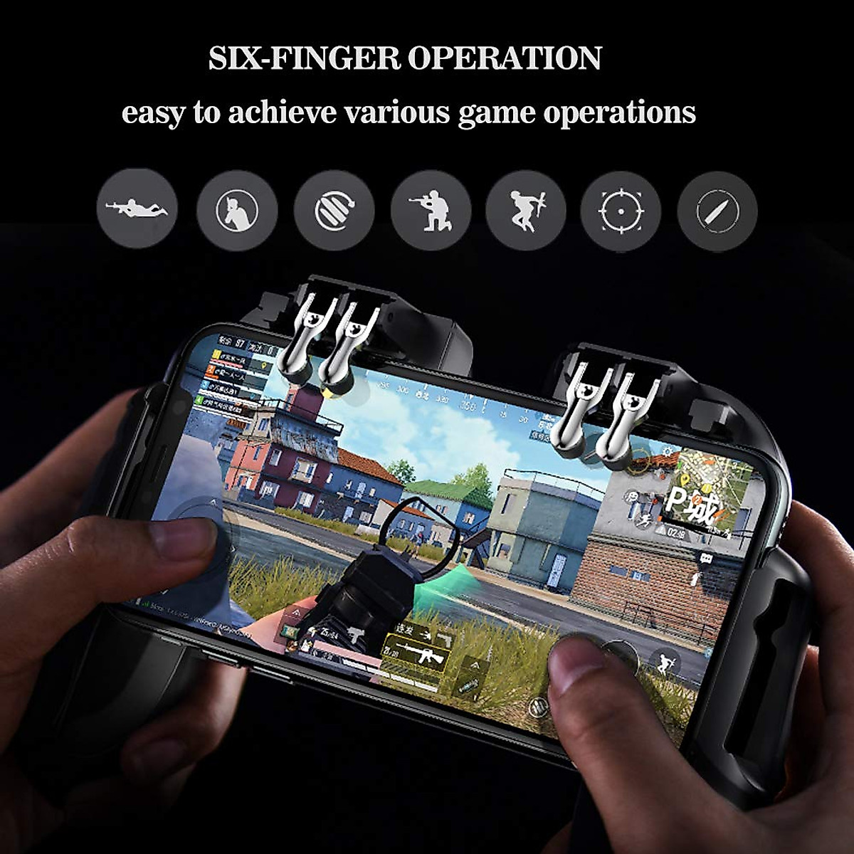 EMISH Mobile Game Controller Gamepad with Power Bank and Cooling Fan Trigger Aim Button L1R1 L2R2 Shoot Joystick for 4.7-6.5" iPhone Android Phone Accesorios (H9)