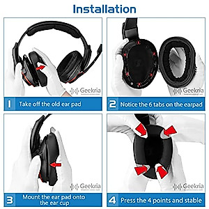 Geekria Ear Pads + Headband Compatible with Sennheiser GSP 600, GSP 670, GSP 500 Gaming Headset Ear Cushion +Headband Cushion/Ear Cups and Headband/Replacement Repair Parts Suit (Black)