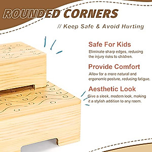 VITEVER Toddler Step Stool, Wooden Two Step Stool for Kids, Stackable and Non Slip Base Kids Step Stool for Bathroom, Potty Training, Kitchen, Bedroom