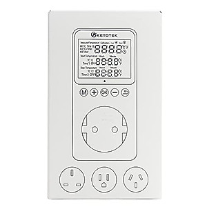 KETOTEK Digital Temperature Controller Outlet Day Night Thermostat Plug Socket Heating Cooling Temp Controller with Sensor Timer Regulator for Reptile Greenhouse Brewing Refrigerator