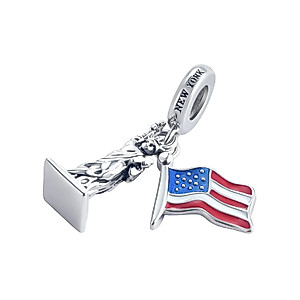 NanMuc Vacation Travel American Flag New York City Statue of Liberty Charm Bead fit Pandora Bracelets for Women Holiday