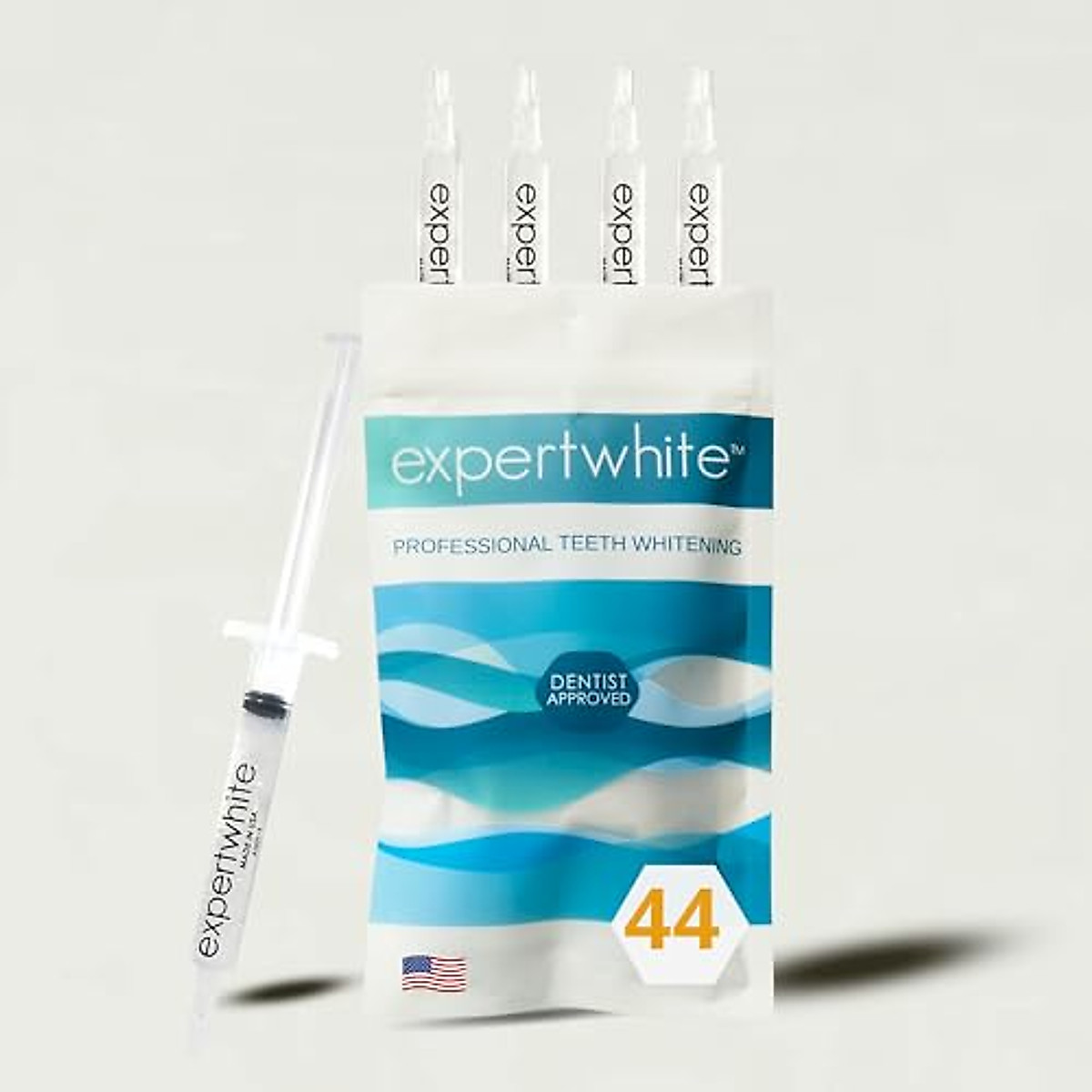 Expertwhite Teeth Whitening Gel Refills (6-gels). Made USA. 44 percent Carbamide Peroxide Tooth Bleaching Gel bleach For Invisalign style trays, Dental Grade Tooth Whitener. 6 syringes