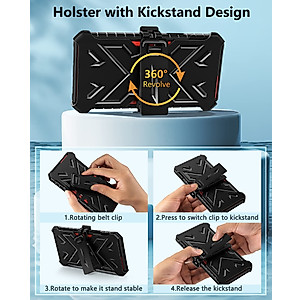 WTYOO for iPhone 13 Pro Max Case: with Built-in Kickstand & Screen Protector | Full-Body Dual Layer Rugged Belt Clip Holster, Durable Heavy Duty Military Shockproof Protective Phone Cover-Black