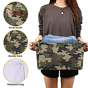 Forest Camouflage Pattern Storage Basket Set of 1 Organizer Storage Bin Foldable Storage Box with Handles for Home Nursery Clothes