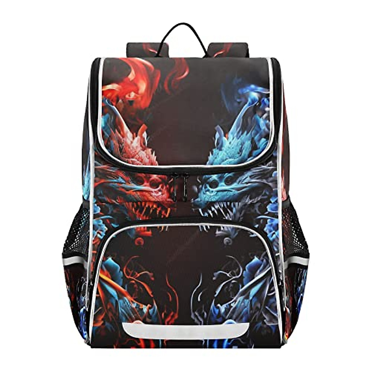 ODAWA Red Blue Dragon School Backpacks for Boy Kids Large Capacity Bookbags with Chest Strap for School and Travel