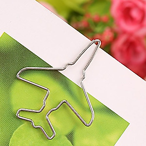 Airplane Shape Paper Clips, 10pcs/Set Stainless Steel Cute Plane Paperclips Funny Bookmarks Marking Document Organizing Clip for Memo Office Supplies School Stationery Gift Wedding Decoration