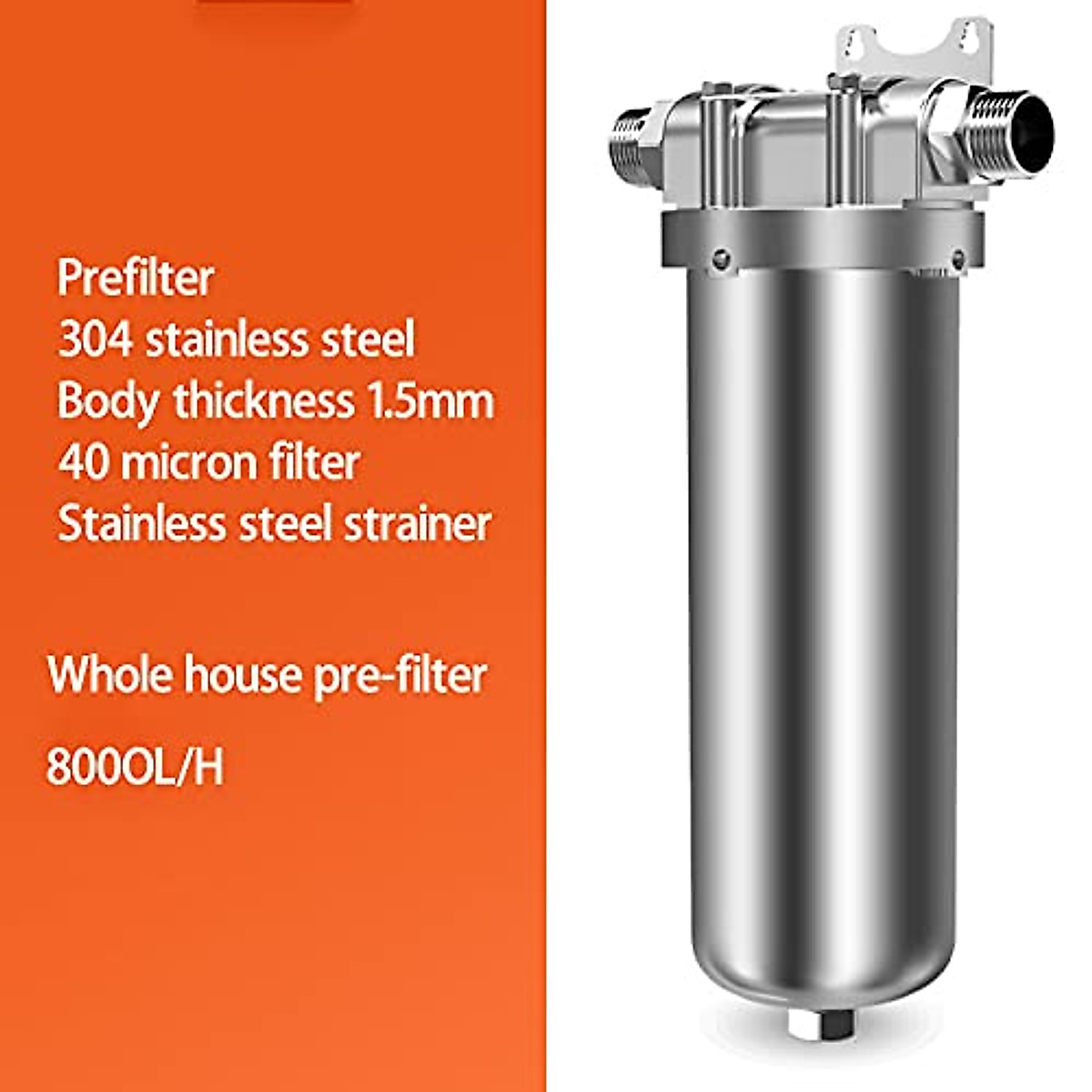 CJGS Prefilter Filtration,40 Micron Pre-Filtratio,Whole House Water Purifier- Well Water Sediment Filter Can Improve The Water Supply System of The Entire Family - 8000L Large-Flow