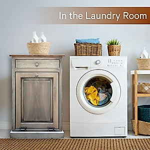 Peaceful Classics Trash Bin Cabinet - Handmade Hideaway Cabinet for Trash Cans - Decorative Bathroom Trash Can, Office Trash Can, and Bedroom Trash Can - Wooden Tilt Out Trash Bin (Pewter)