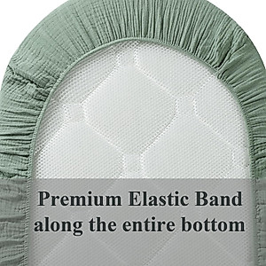 Muslin Bassinet Sheet Compatible with Dream On Me Karley (Plus Portable) Bassinet, Chicco LullaGo Portable, ANGELBLISS 3 in 1 Rocking Bassinet, 2 Pack Cotton Fitted Sheets Roman Green & Botanical Leaf